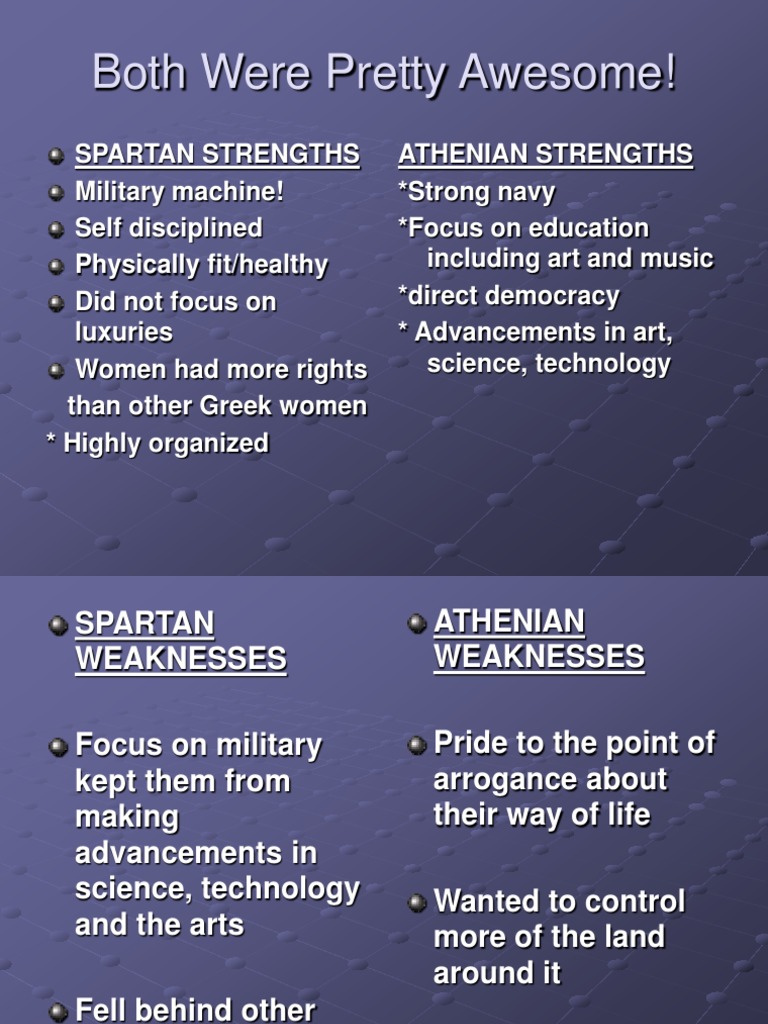 Comparing Strengths and Weaknesses of Athens and Sparta | PDF | Politics