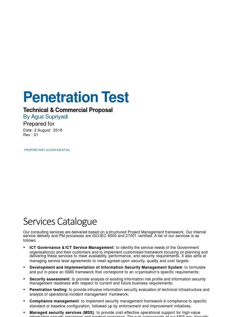 Penetration Test: Technical & Commercial Proposal | PDF | Information ...