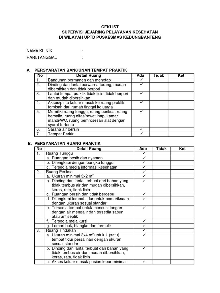 Ceklist Klinik | PDF