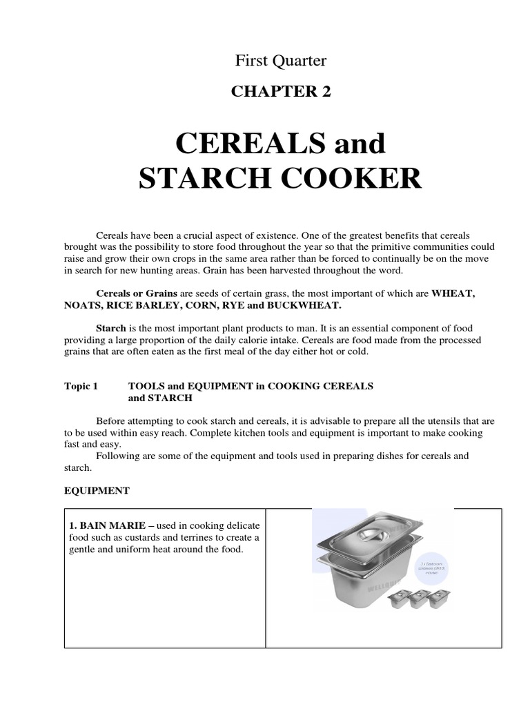 Cooking Methods for Cereals and Starch | PDF | Dietary Fiber | Diet ...