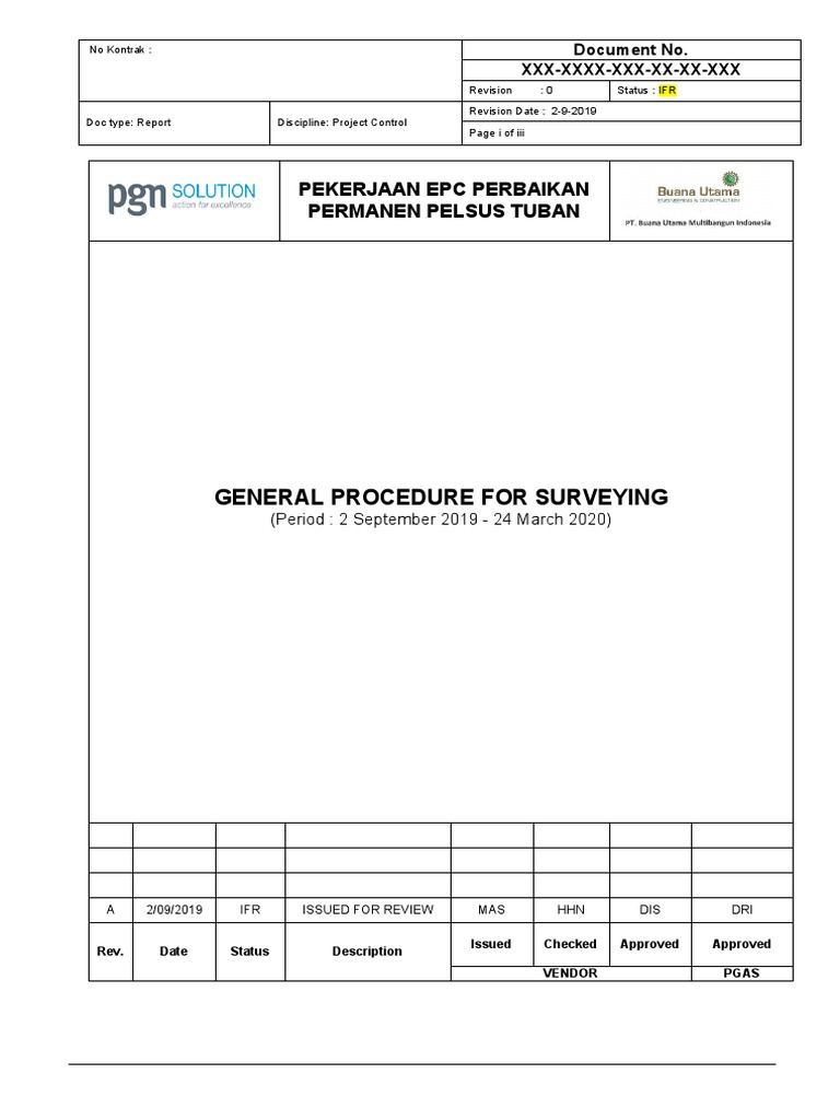 General Procedure For Surveying: Pekerjaan Epc Perbaikan Permanen ...