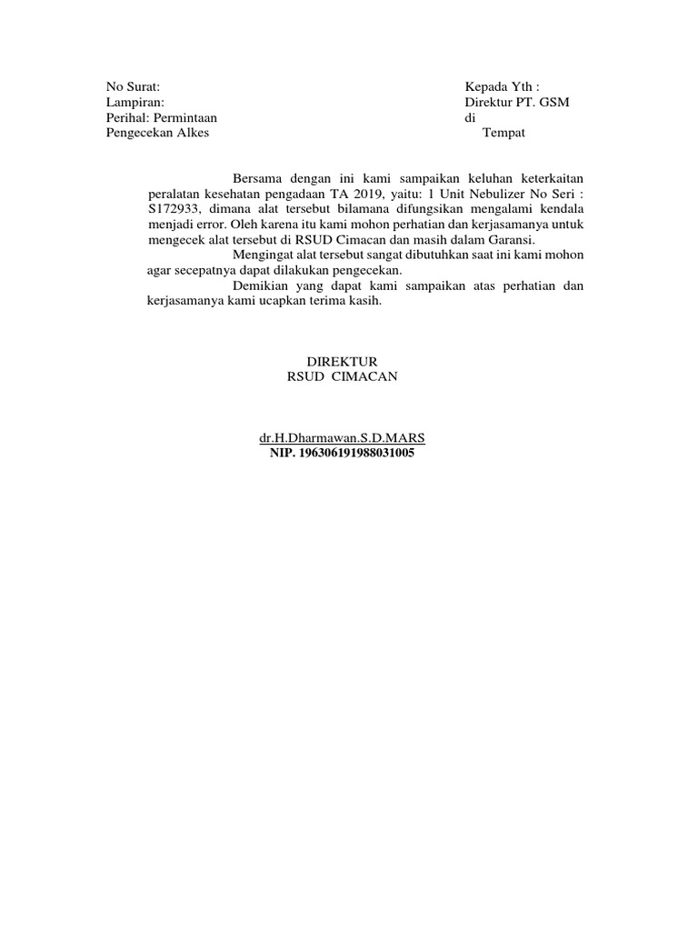 Surat Permohonan Perbaikan | PDF