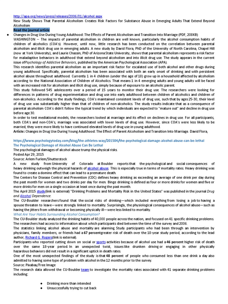 Read The Journal Article: The Psychological Damage of Alcohol Abuse Can ...