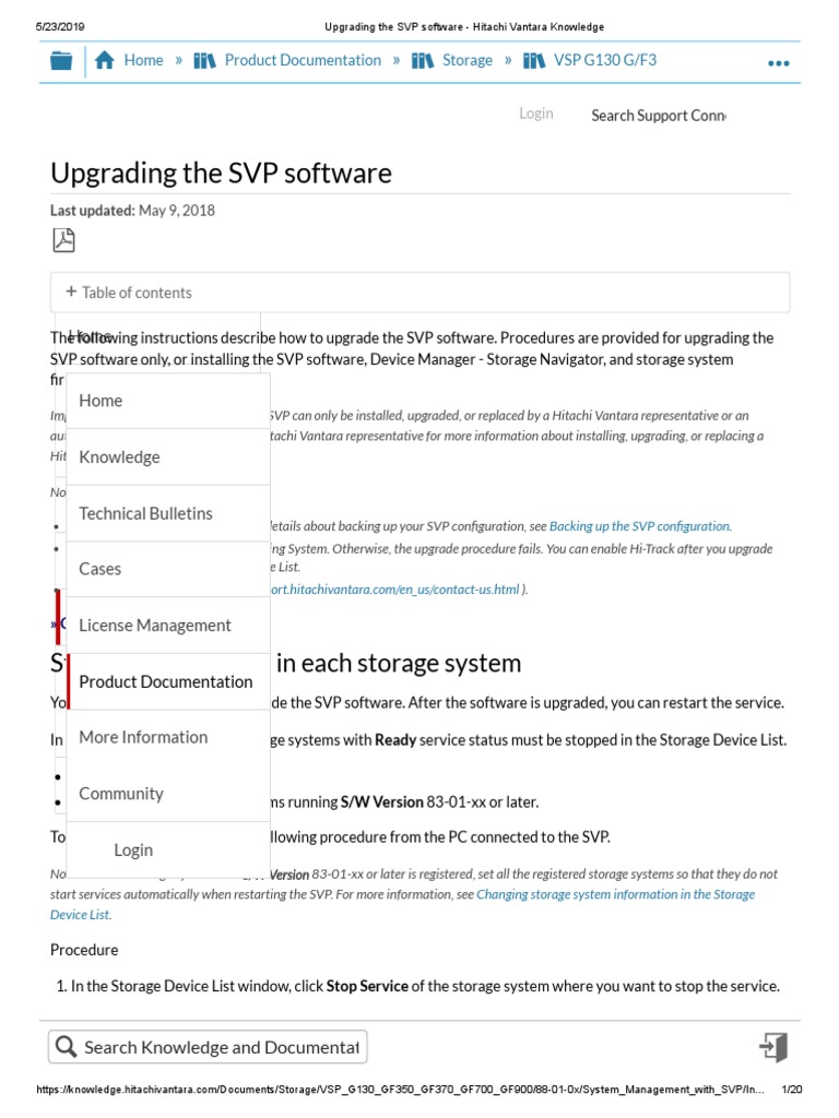 Upgrading The Storage Management, SVP Software, and Storage System ...