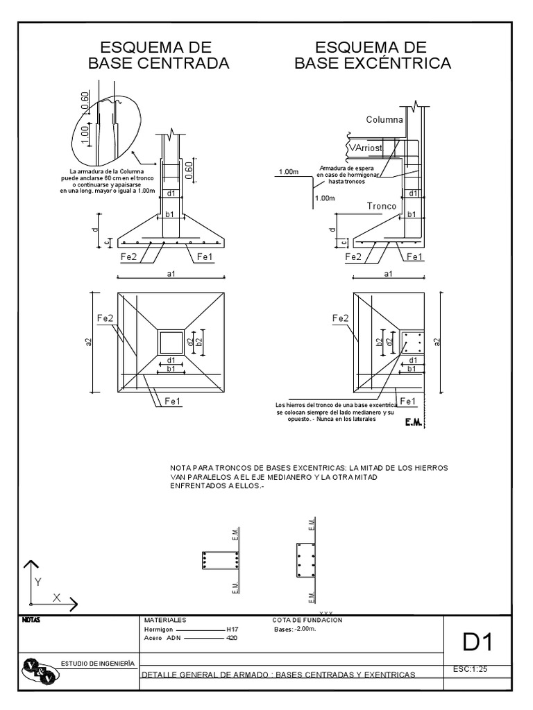 Detalle de Bases Centradas y Excéntricas | PDF | Ingeniería estructural ...