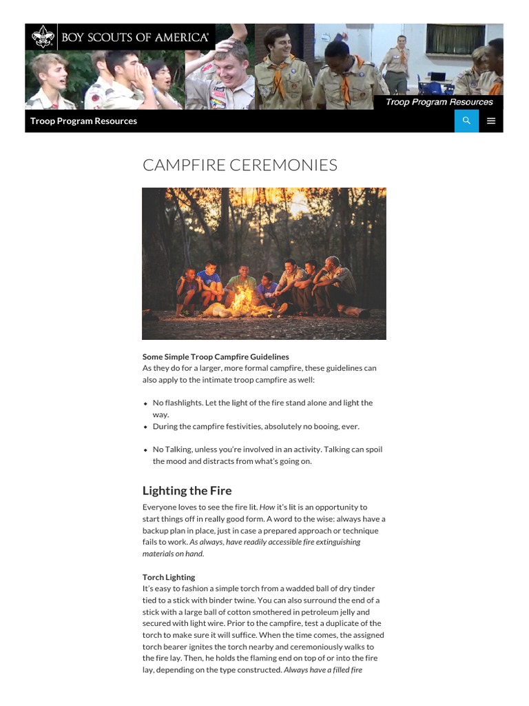 Campfire Ceremonies: Troop Program Resources | PDF | Nature