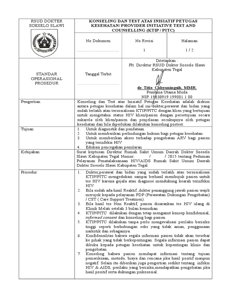 SPO KTIP/ PITC RSUD DR - SOESELO SLAWI | PDF