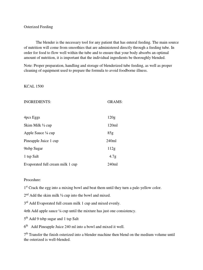 Osterize Feeding | PDF