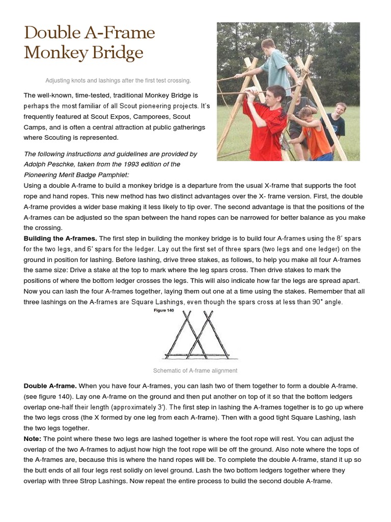 Double A-Frame Monkey Bridge | PDF | Rope | Knot
