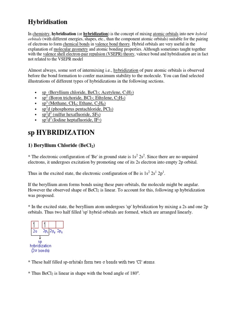 Hybridisation | PDF | Chemical Bond | Electron Configuration