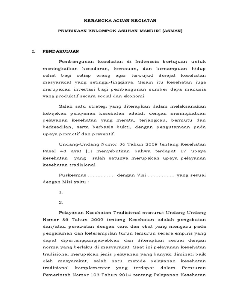 KAK Pembinaan Kelompok Asman OK | PDF