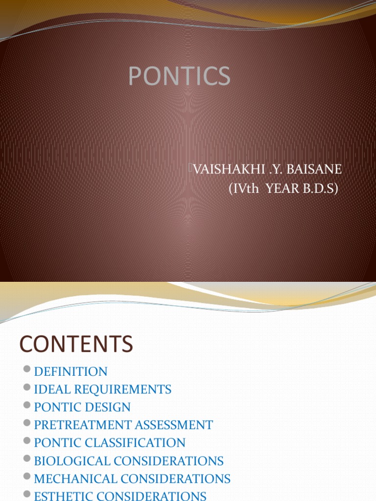 Dental Pontic Design and Classification Guide | PDF | Dentistry | Mouth