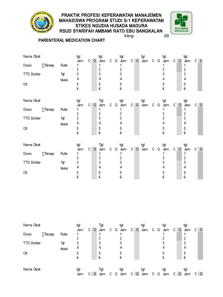 Parenteral and Oral Medication Chart | PDF