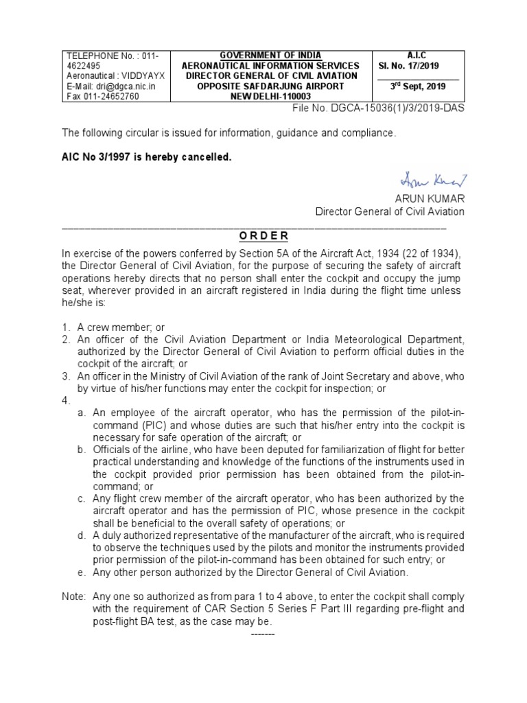 Cockpit Access Regulations | PDF | Cockpit | Aviation