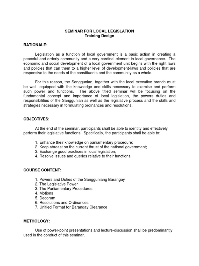 Seminar Local Legislation | PDF | Virtue | Public Law