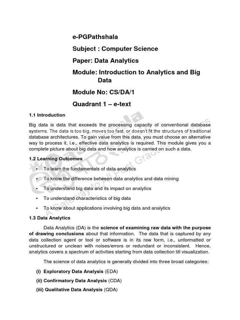 Introduction To Analytics and Big Data | PDF | Big Data | Data Analysis