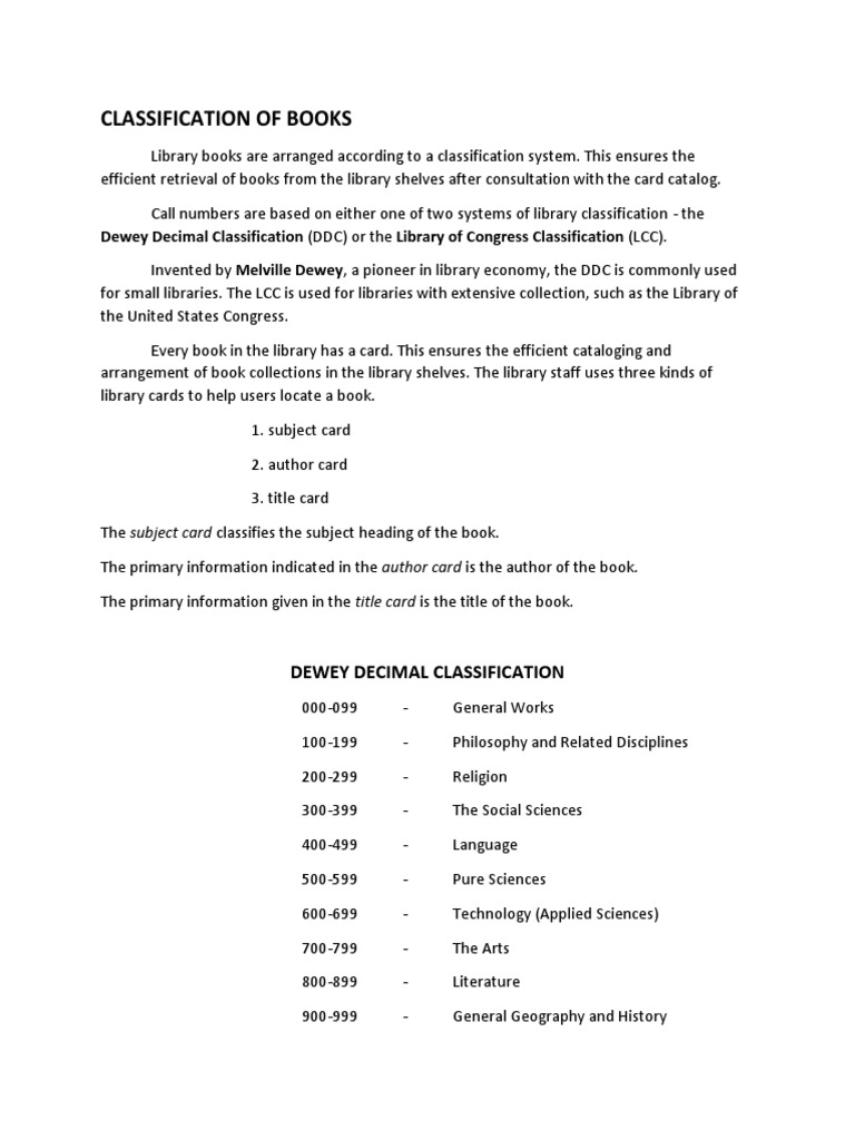 English (Classification of Books) | PDF | Library Cataloging And ...