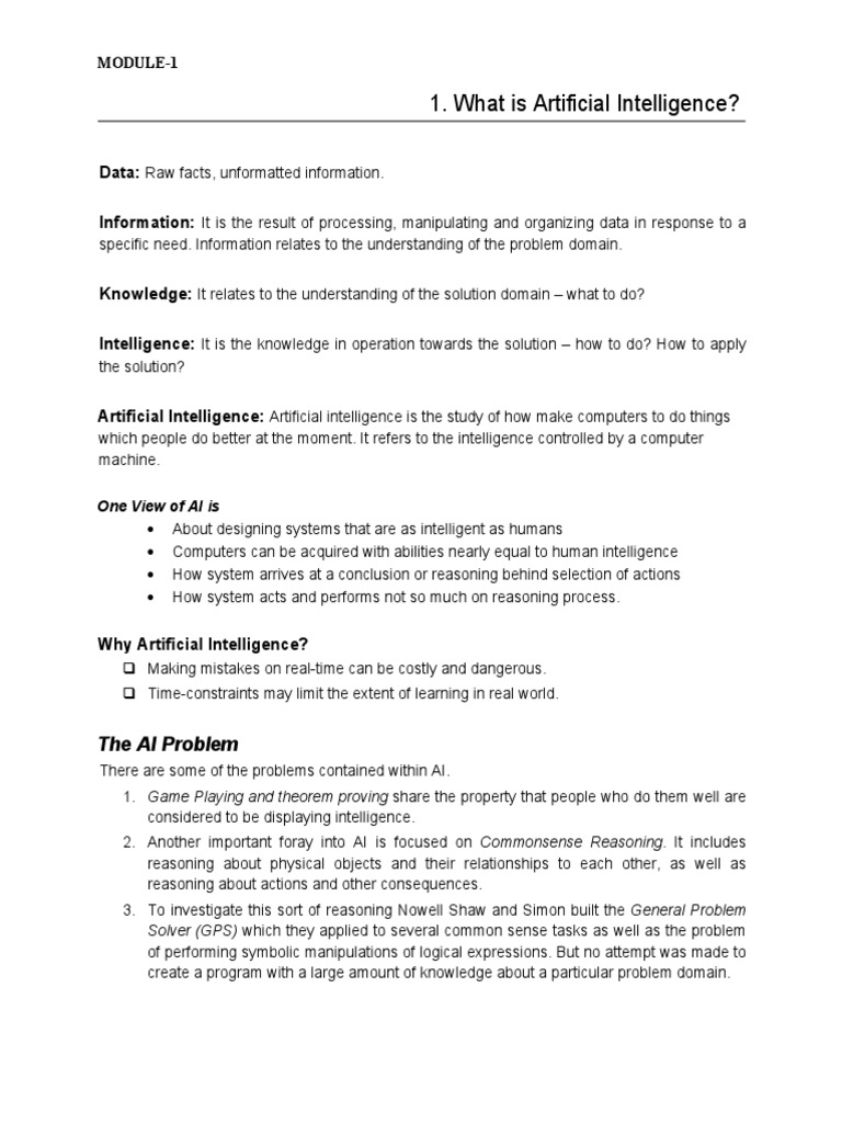 Module 1 Vtu AI | PDF | Artificial Intelligence | Intelligence (AI ...