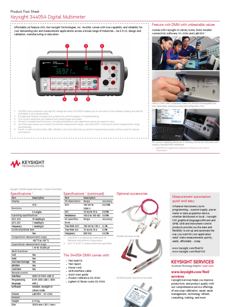 Keysight 34405A Digital Multimeter: Product Fact Sheet | PDF ...