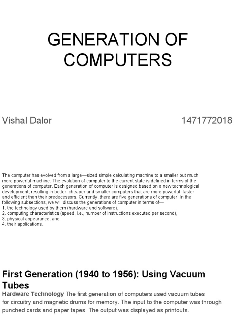 Generation of Computers | PDF | Personal Computers | Integrated Circuit