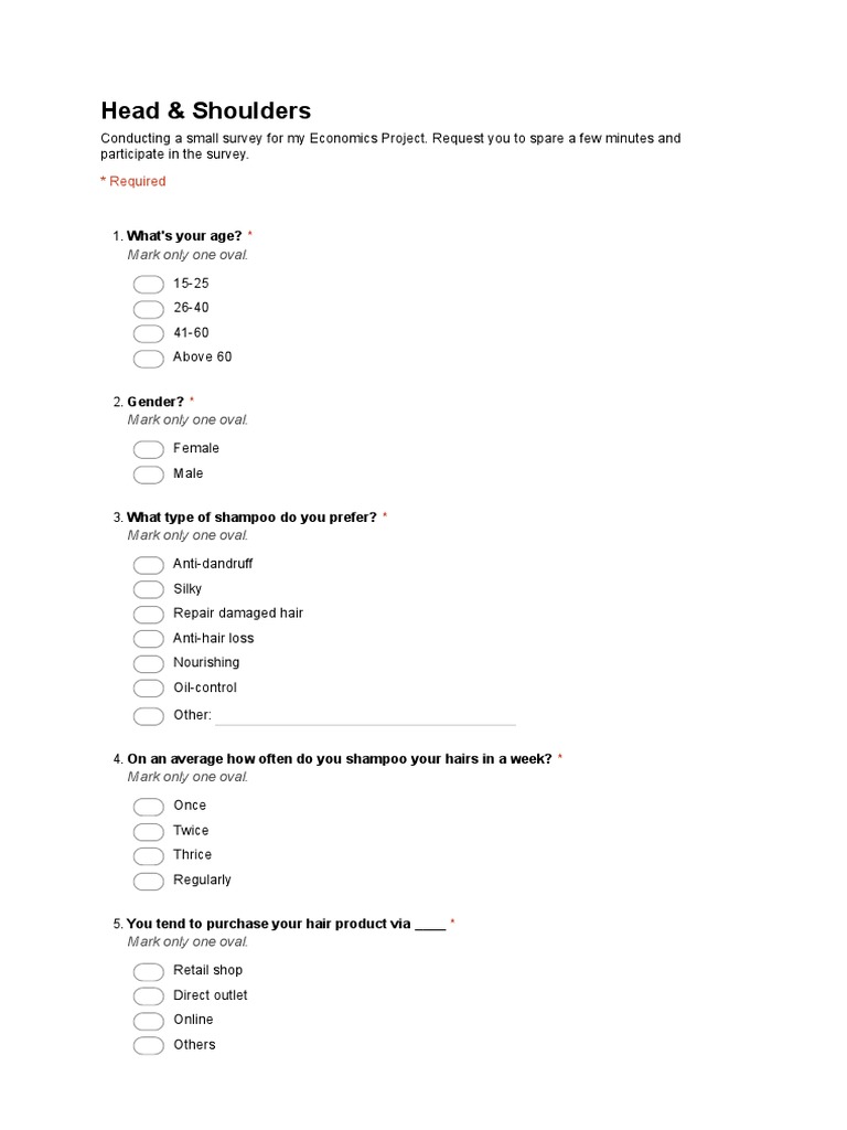 Head & Shoulders - Google Forms | PDF | Promotion (Marketing) | Advertising