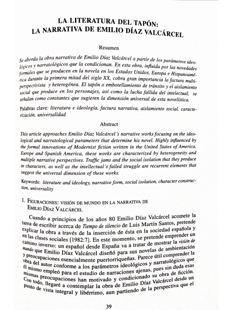 Emilio Diaz Valcarcel y El Tapon | PDF