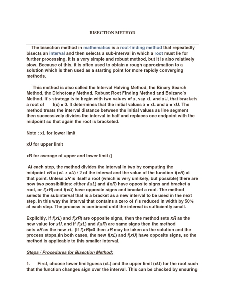 Mathematics Root-Finding Method Interval Root: Steps / Procedures For ...