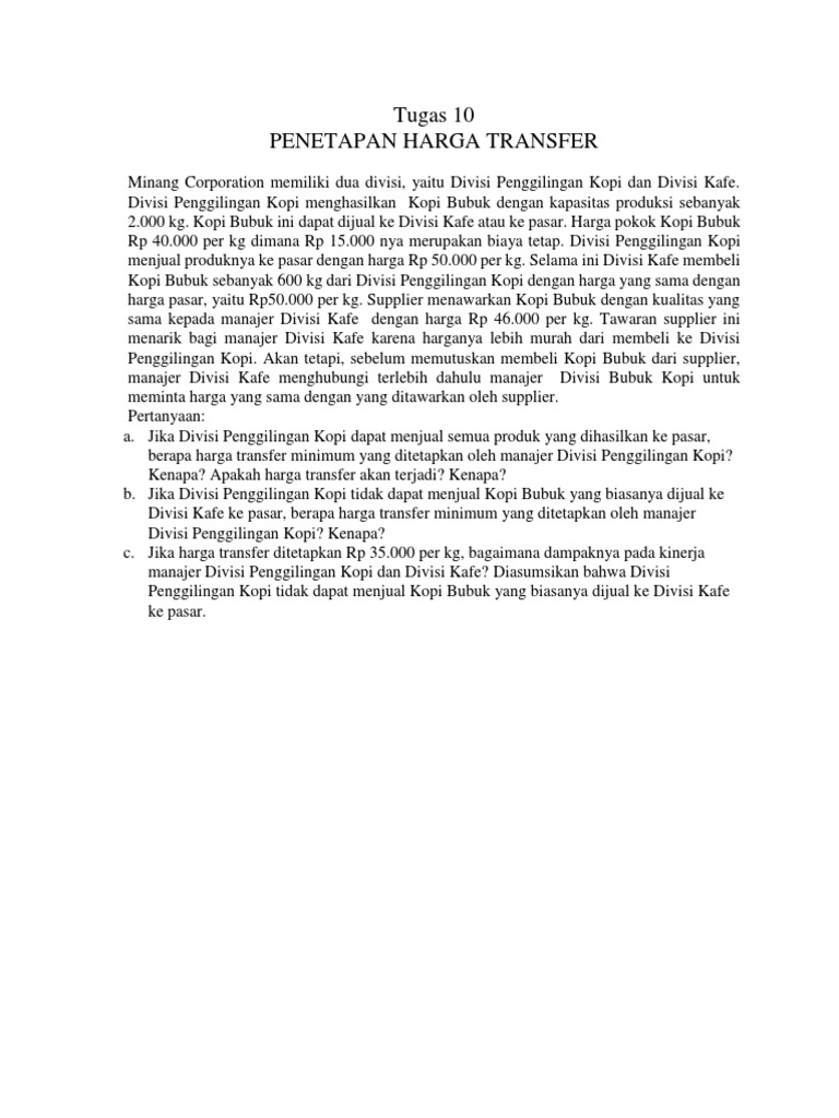 Strategi Harga Transfer Minang Corp | PDF | Memasak, Makanan, & Anggur ...