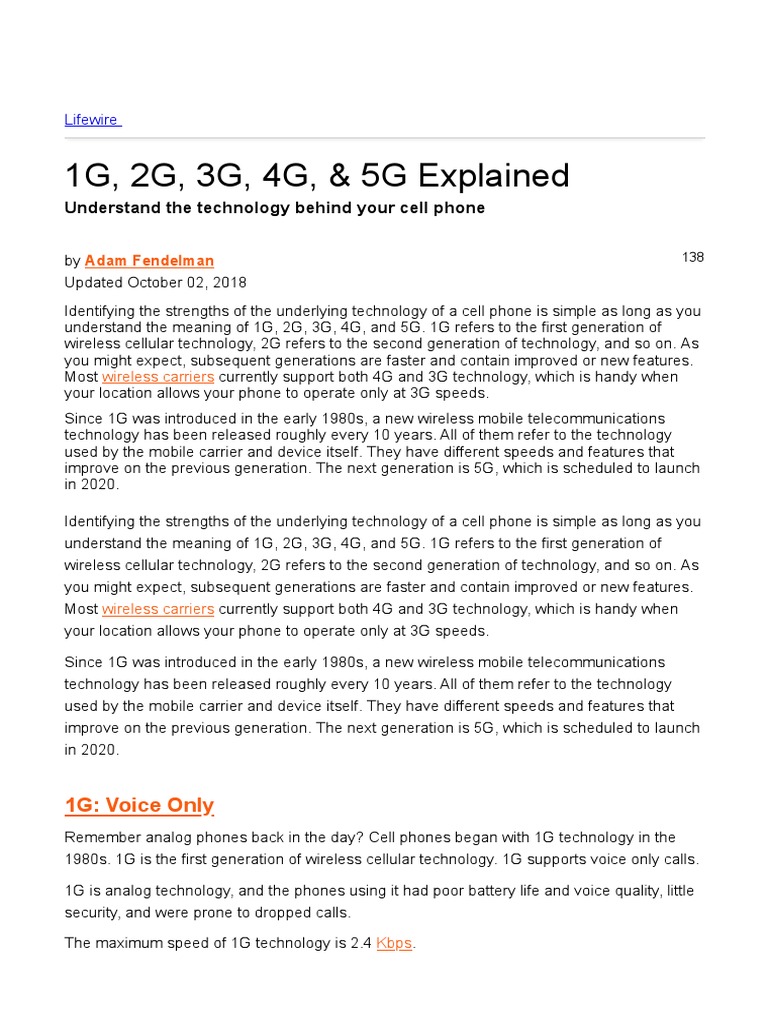 1G, 2G, 3G, 4G, & 5G Explained: Understand The Technology Behind Your ...