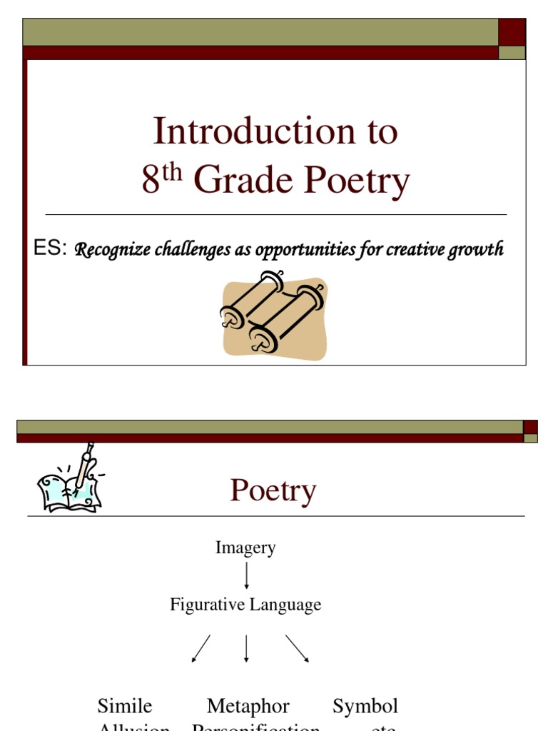 Introduction To 8 Grade Poetry: ES: Recognize Challenges As ...