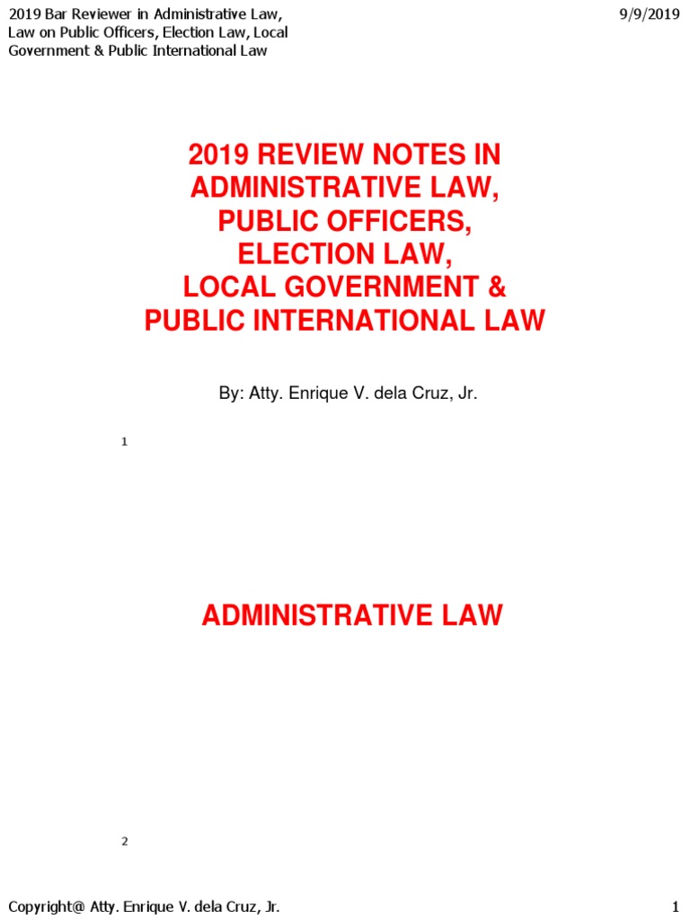 2019 Bar Reviewer in Administrative Law, Law On Public Officers, Local ...