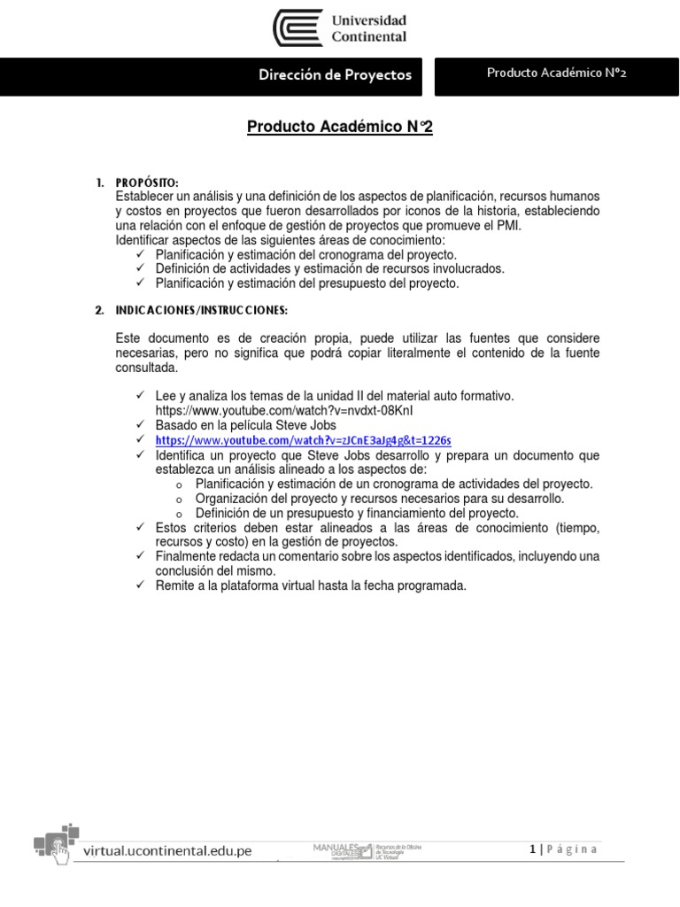 Producto Académico N2 (Entregable) Corregido | PDF | Planificación | Gestión de proyectos