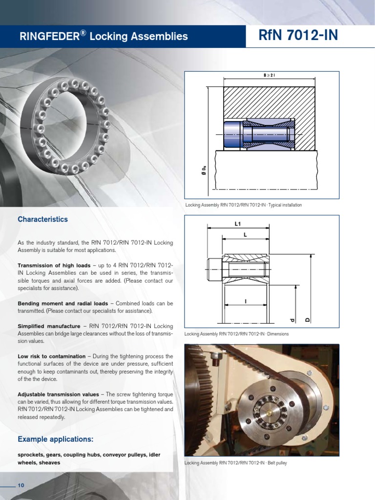 RFN 7012-In: Ringfeder Locking Assemblies | PDF | Screw | Transmission (Mechanics)