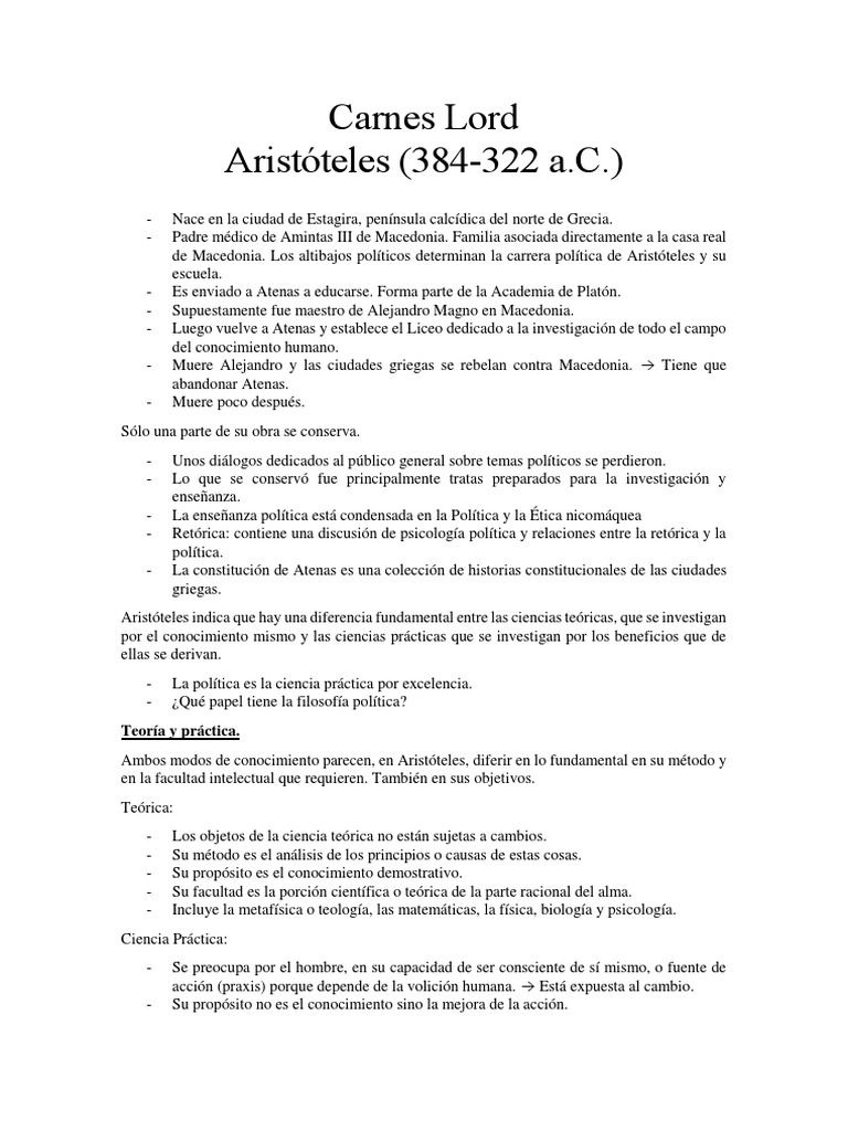 Carnes Lord - Aristóteles | PDF | Aristóteles | Science