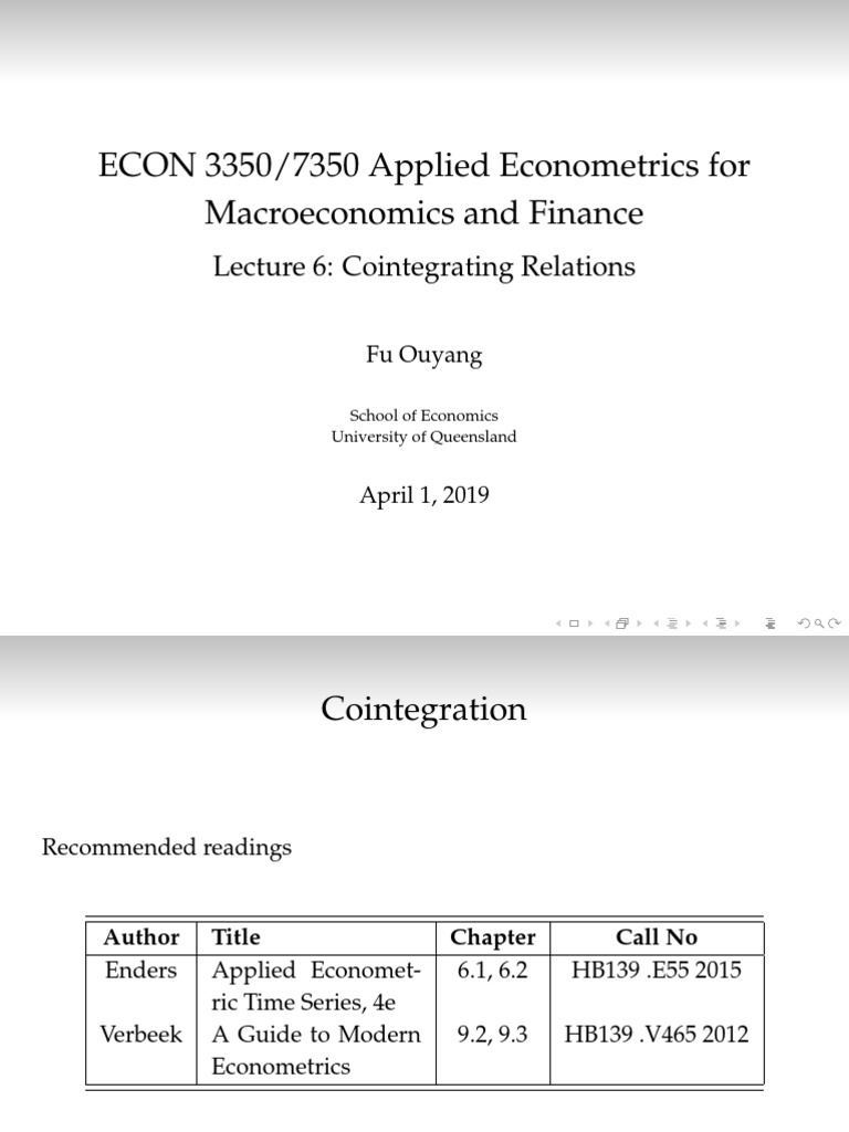 ECON 3350/7350 Applied Econometrics For Macroeconomics and Finance | PDF | Ordinary Least ...
