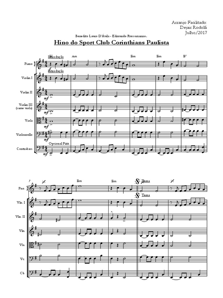 Hino Do Corinthians | PDF | Musical Instruments | Friction Musical ...
