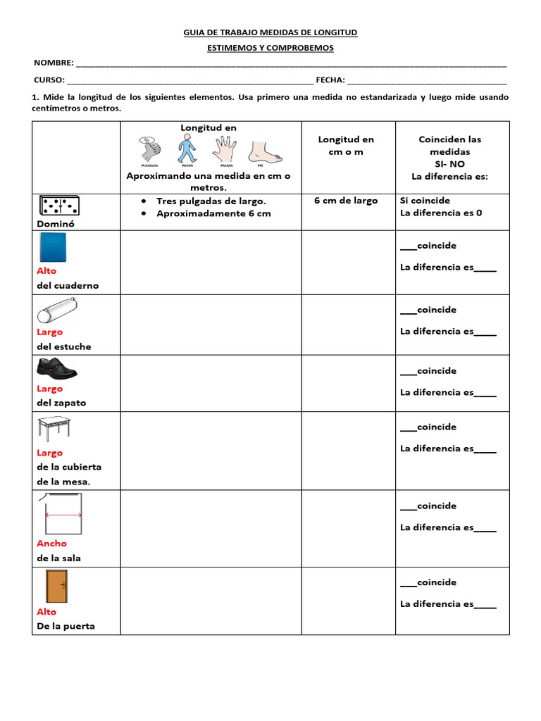 Guia de Trabajo Medidas de Longitud | PDF | Longitud | Sistema ...