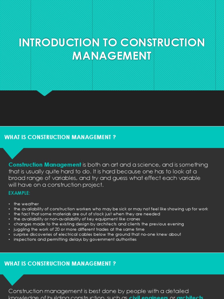 Construction Management | PDF | Project Manager | General Contractor