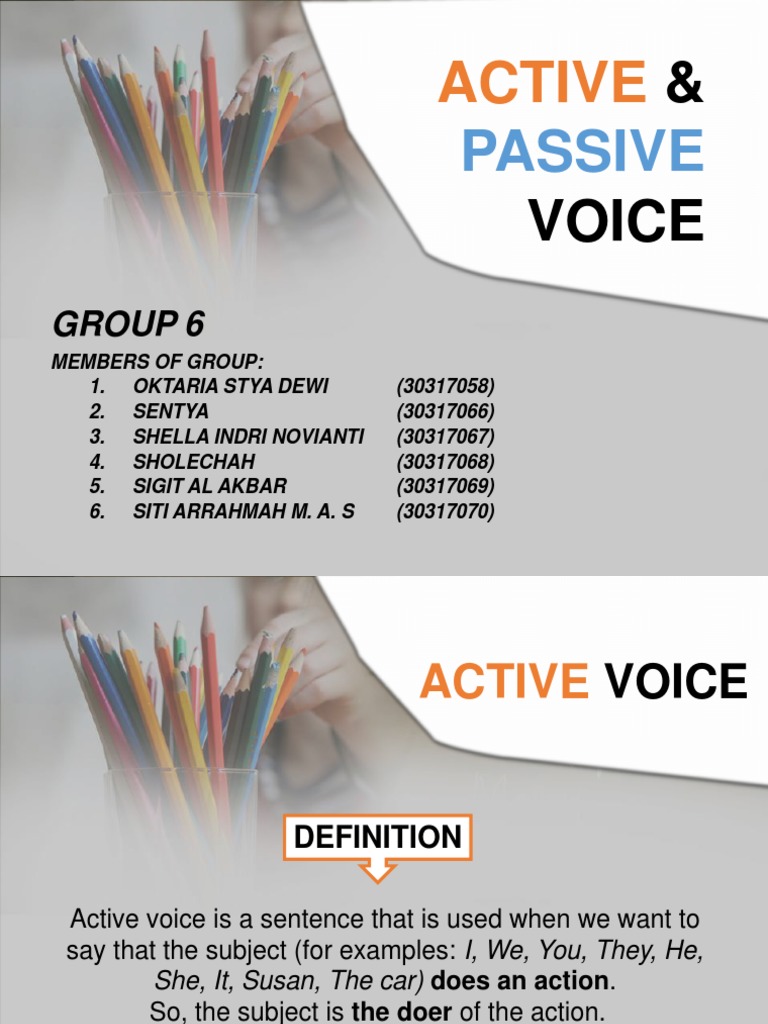 Group 6 - Active and Passive Voice | PDF | Subject (Grammar ...