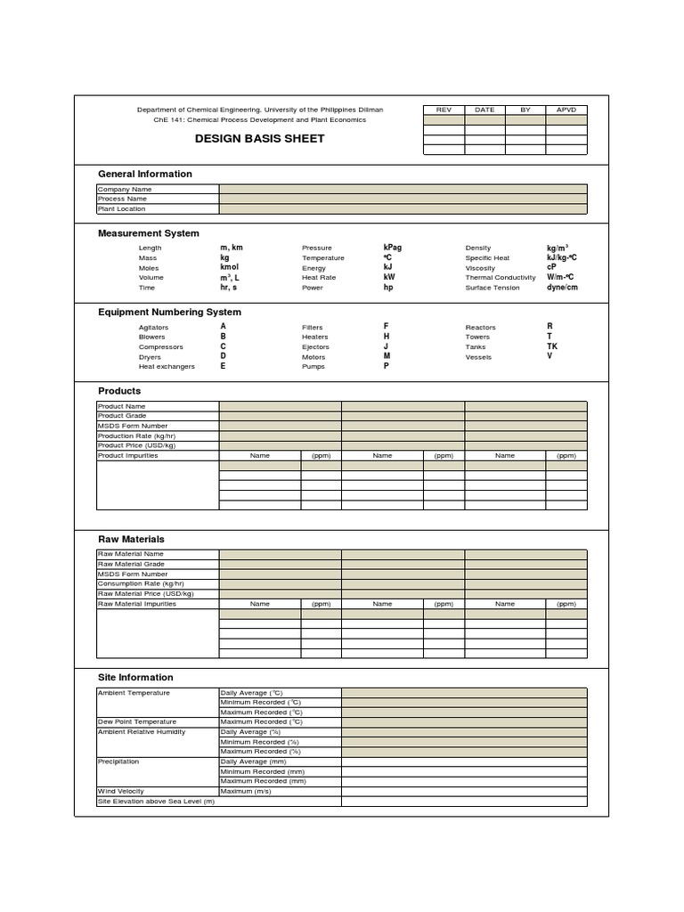 Lecture 01A Design Basis Sheet | PDF | Boiler | Water