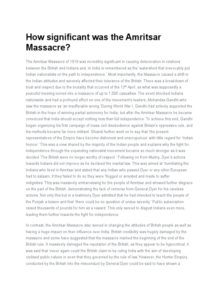 How Significant Was The Amritsar Massacre | PDF | Mahatma Gandhi ...