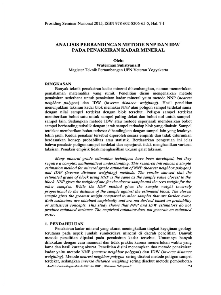 Analisis Perbandingan Metode NNP Dan Idw Analisis Perbandingan Metode NNP Dan Idw Pada Pada ...