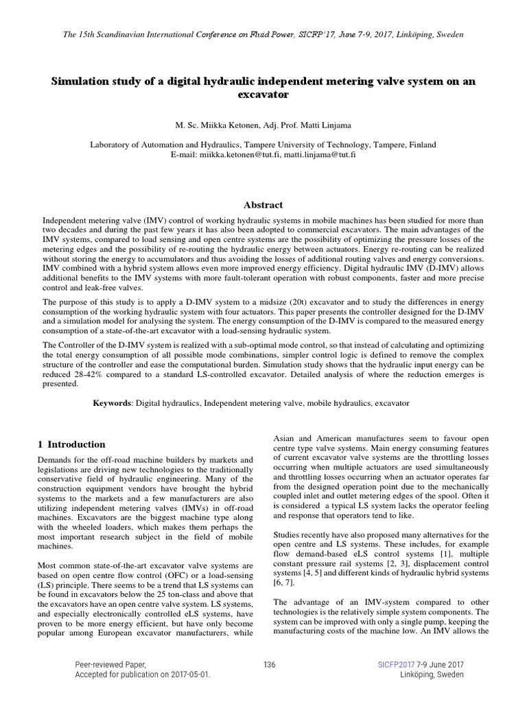 Simulation Study of A Digital Hydraulic Independent Metering Valve ...