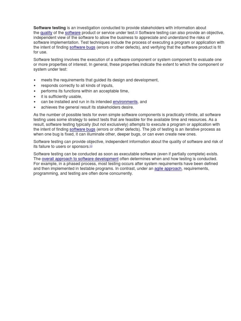 Quality Software: Software Testing Is An Investigation Conducted To ...