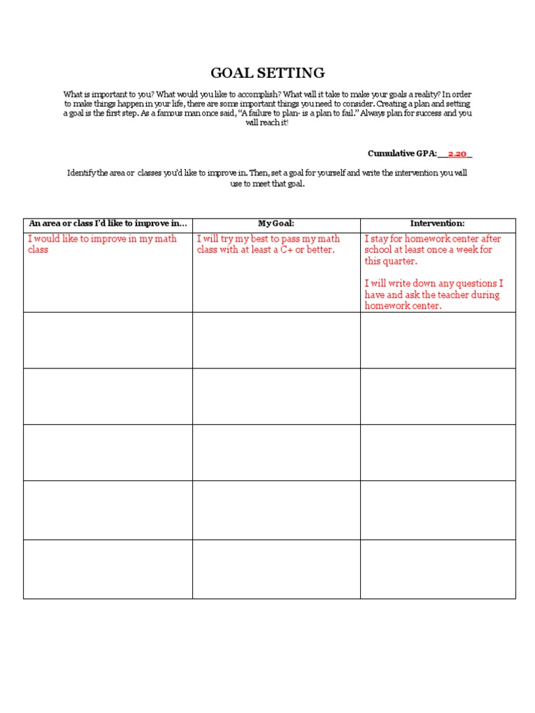 Goal Setting Example | PDF