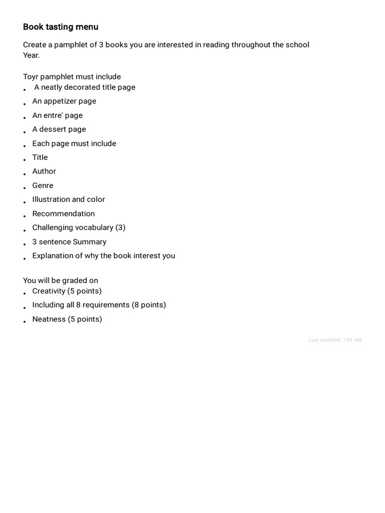 Book Tasting Menu Template | PDF