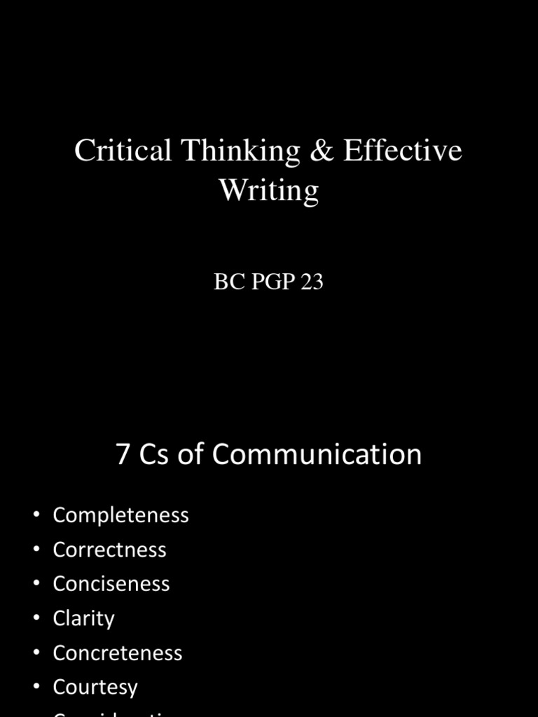 The 7 Cs of Effective Communication and the CRE Model for Critical ...
