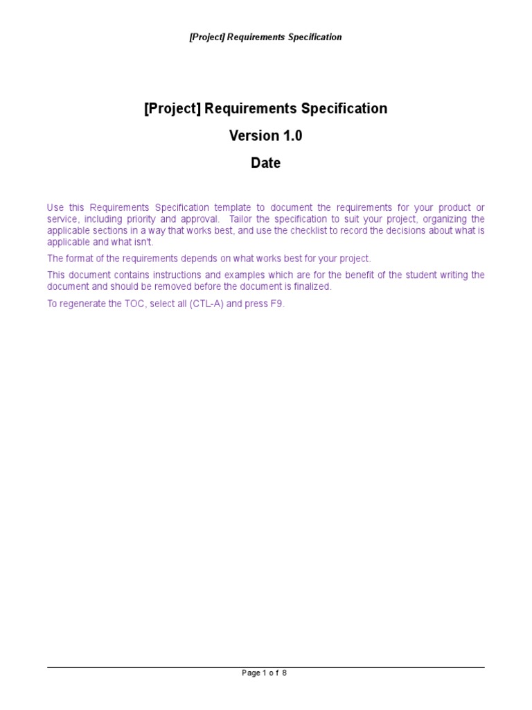 (Project) Requirements Specification | PDF | Specification (Technical ...