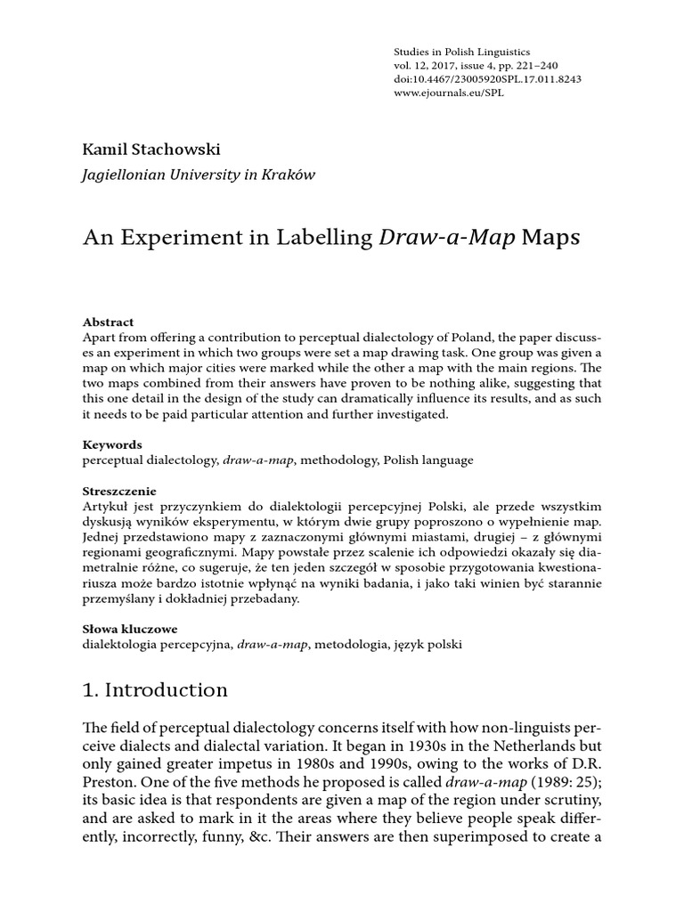 An Experiment in Labelling Draw-a-Map Maps: Kamil Stachowski | PDF ...