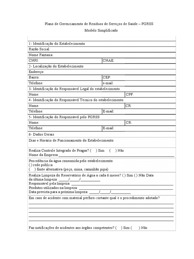 Modelo Simplificado de PGRSS | PDF | Desperdício | Natureza